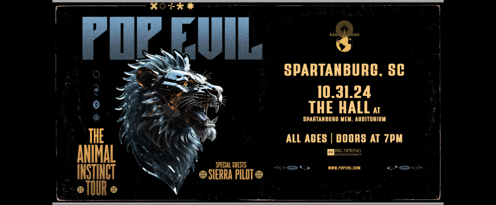 Pop Evil The Animal Instinct Tour | Spartanburg Memorial Auditorium
